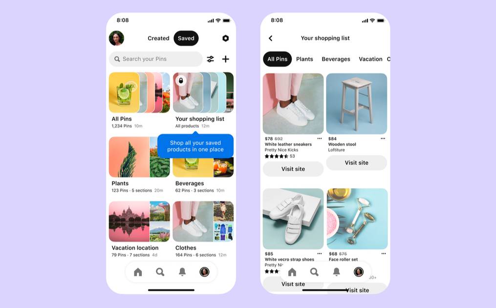 Pinterest launches new shopping features