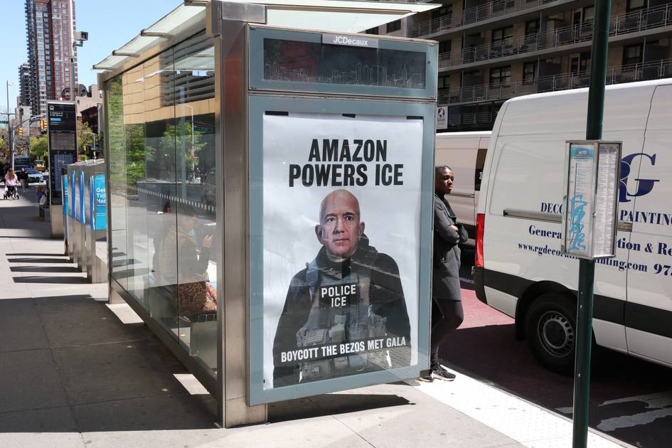 A guerrilla poster campaign against Jeff Bezos at the Met Gala hits New ...